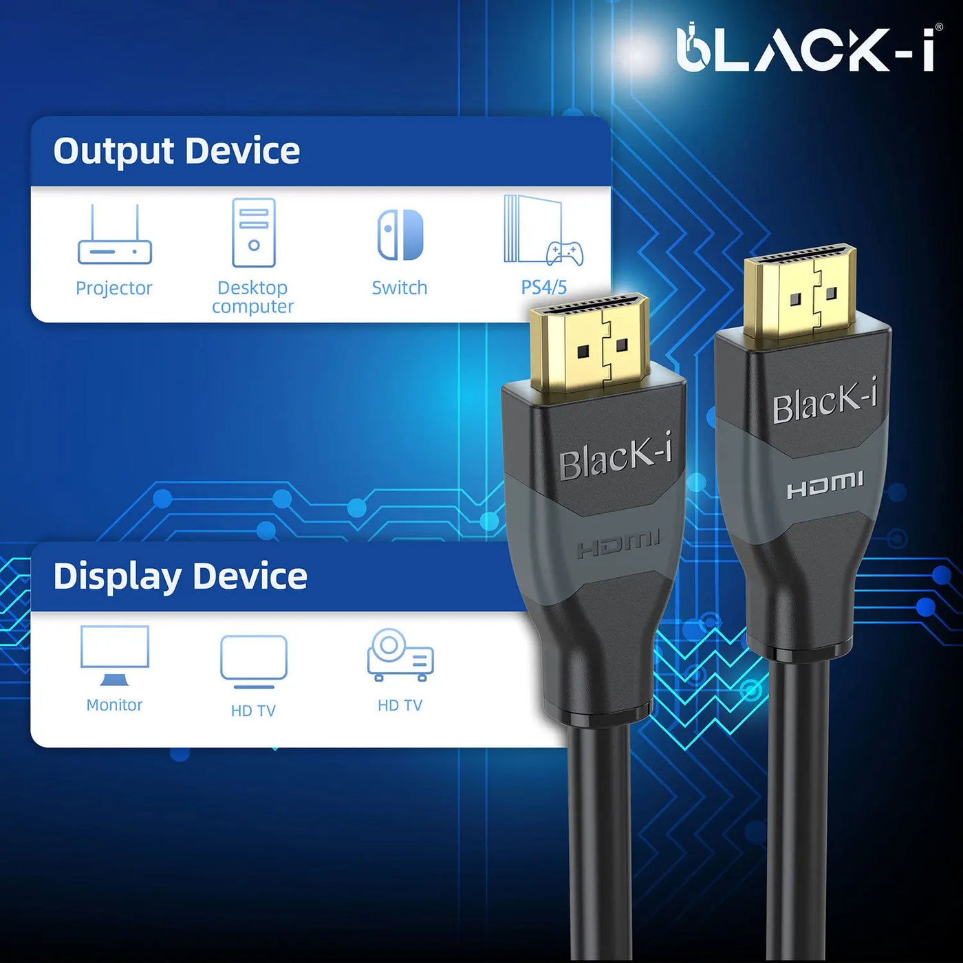 Black-i HDMI 2.0 4k Cable with Ethernet, ARC & 18 Gbps speed