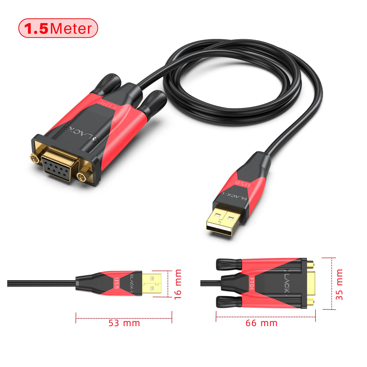 USB to RS232 Cable - Female FTDI 1.5 Meter Black-i