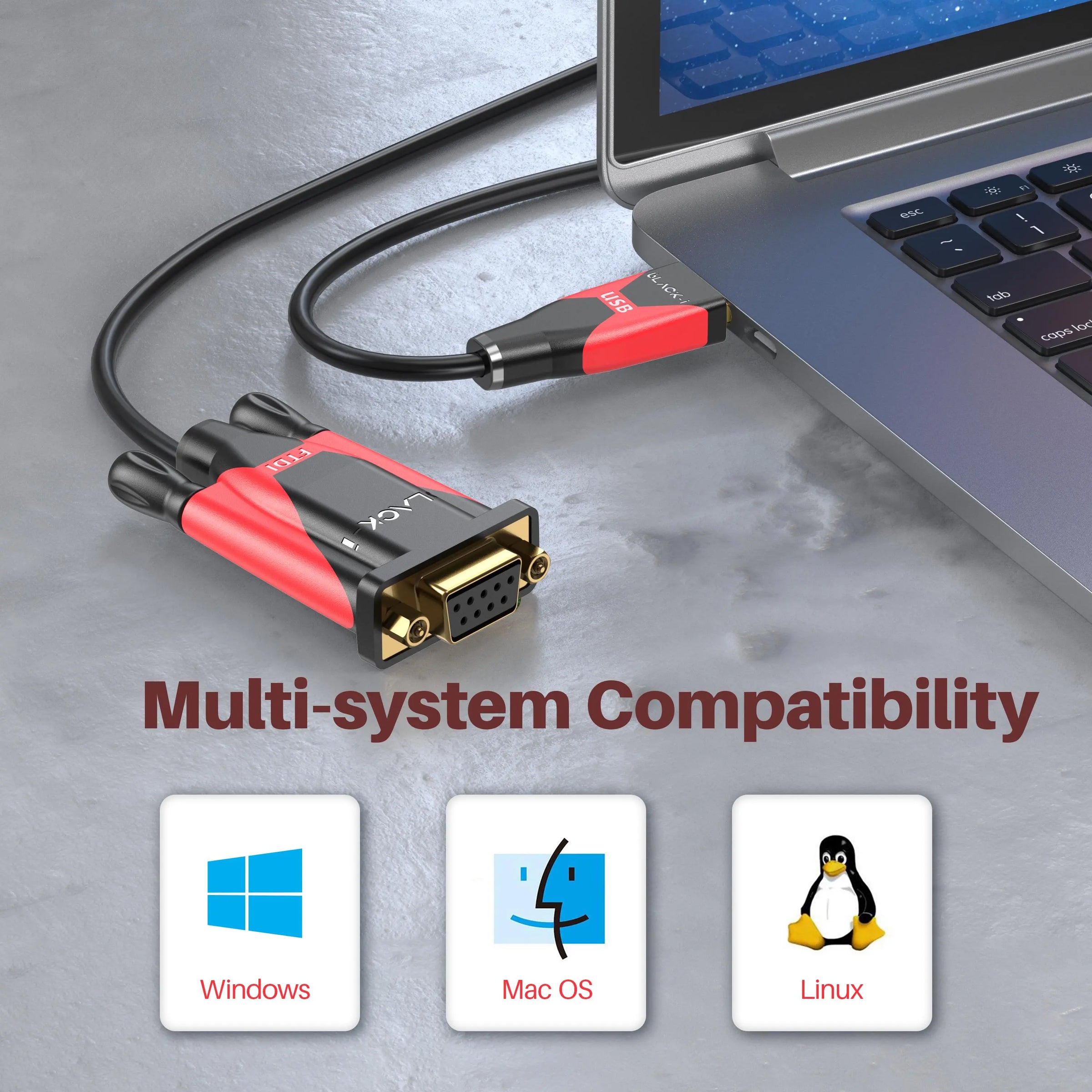 Black-i USB 2.0 to RS232 Female FTDI Cable 1.5 Meter - Black-i