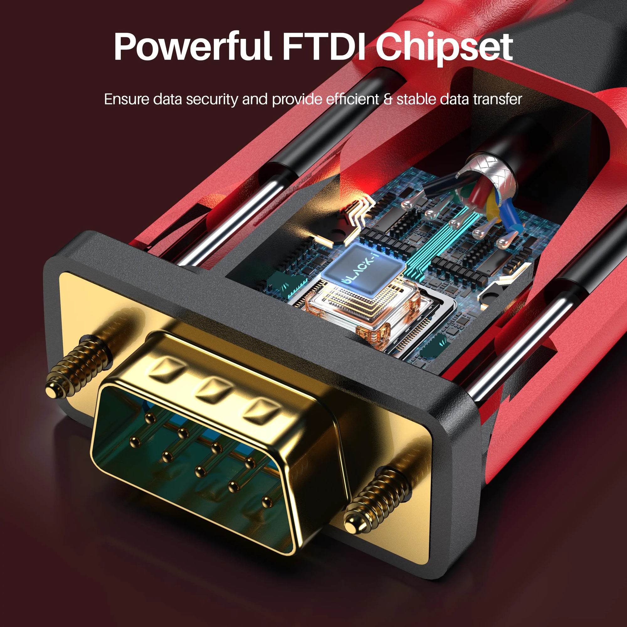 USB to 9 Pin Serial Male Cable (FT232 Chipset) | Black-i