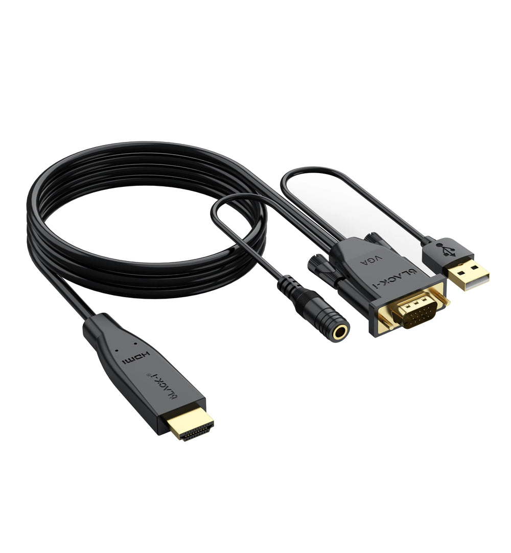 HDMI to VGA Cable with Audio & USB Power | Black-i