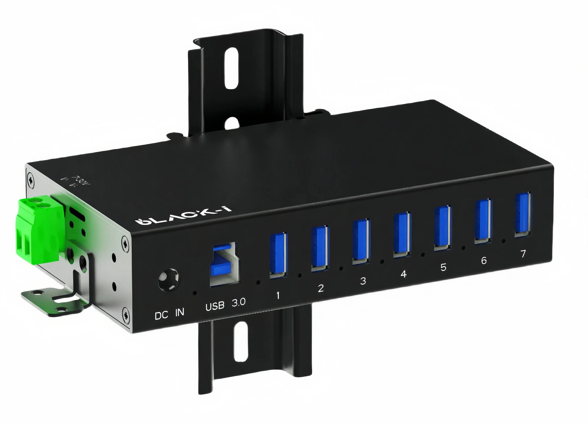 USB 3.0 7 Port Industrial Hub 5Gbps Metal Body | Black-i